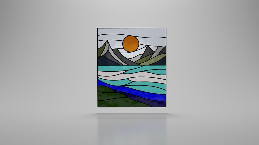 Mountains and Lake Pattern Stained Glass Pattern PDF SVG Digital ...