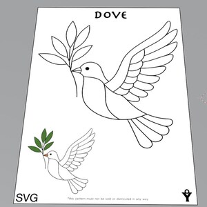 Dove Stained Glass Pattern: DIY Bird Art (PDF, SVG Digital Download) - Etsy