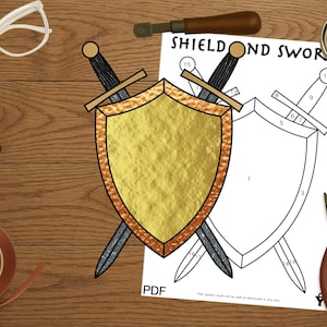 Shield and Swords Stained Glass Pattern: DIY Art (PDF SVG Digital ...