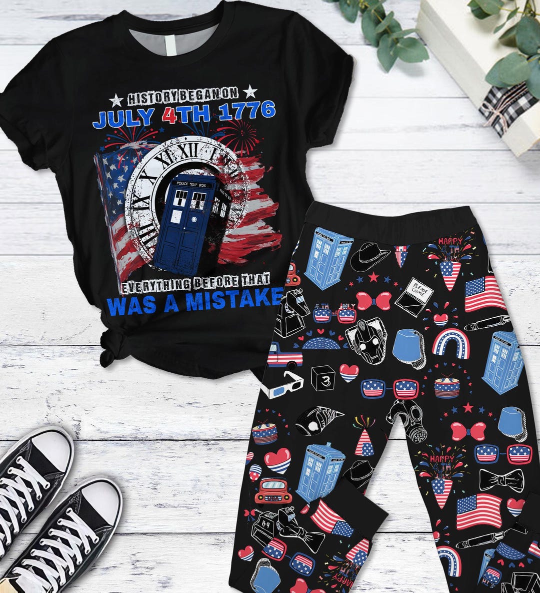 Doctor Who 4th of July Pajamas, Tardis Patriotic Shirt Set, Funny Sci ...