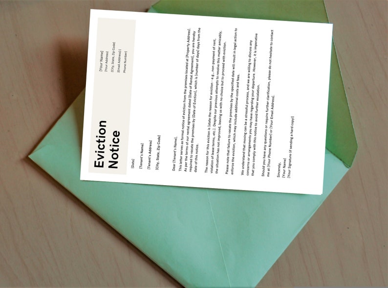 Eviction Notice Letter Template, Eviction Notice Letter, Eviction Notice Template, Eviction ...