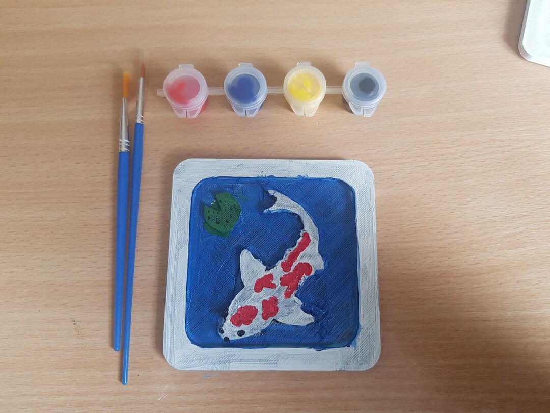 3D Printed Custom Koi Fish Japanese Coaster DIY Paint Yourself - Etsy