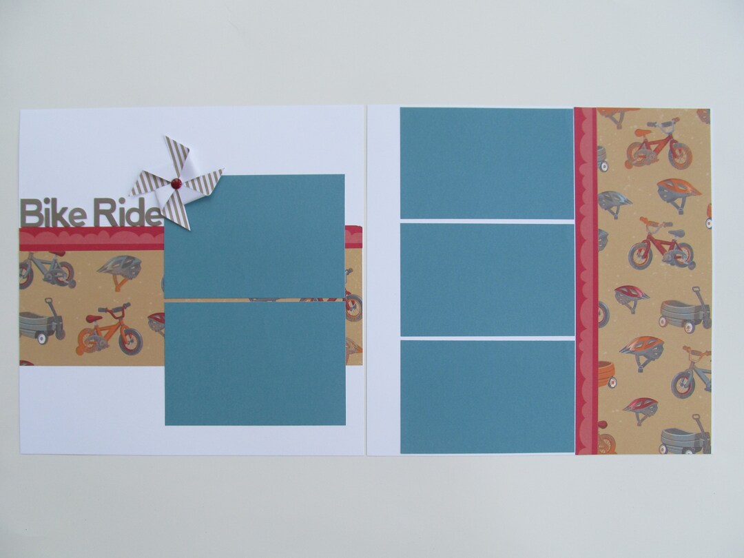 Bike Ride......12x12 Scrapbook Layout, Scrapbook Page Kit, Project Life ...