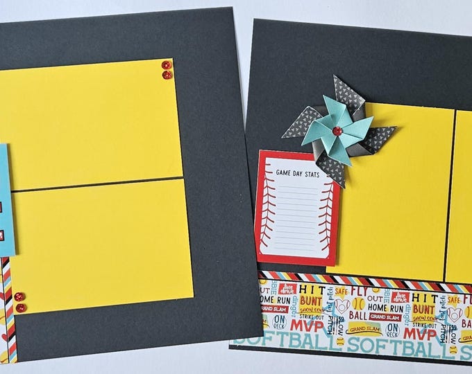 Softball 12x12 Scrapbook Layout, Scrapbook Page Kit, Project Life, - Etsy