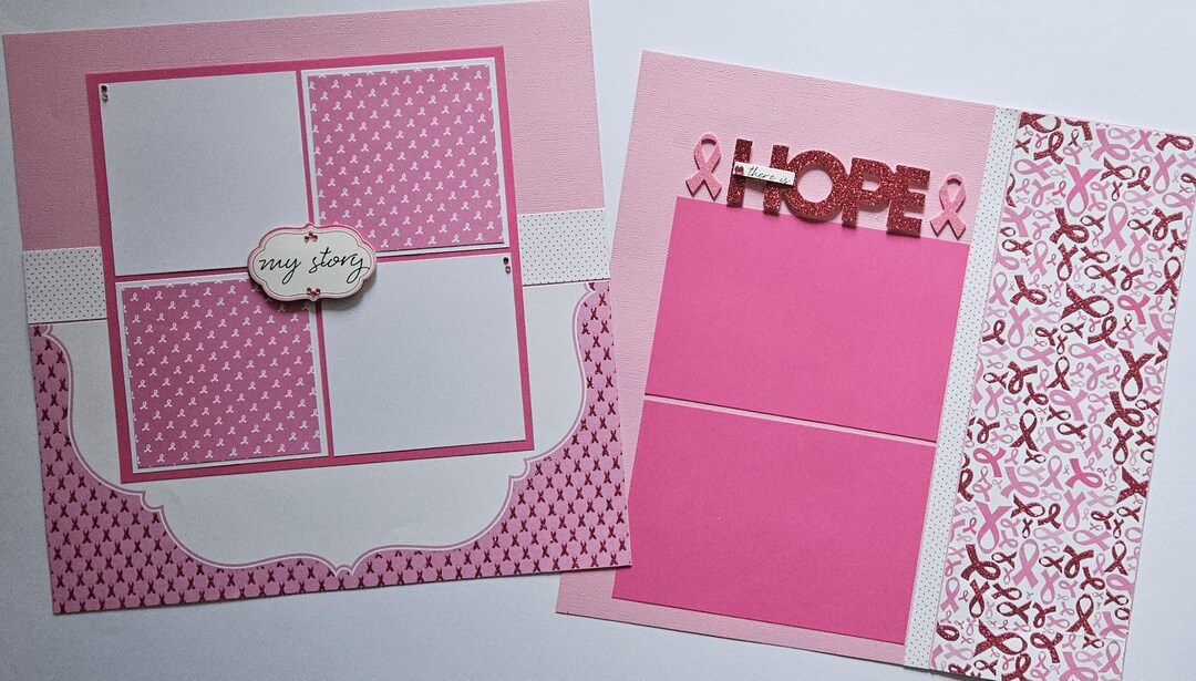 Breast Cancer#3-12x12 Scrapbook Layout, Scrapbook Page Kit, - Etsy