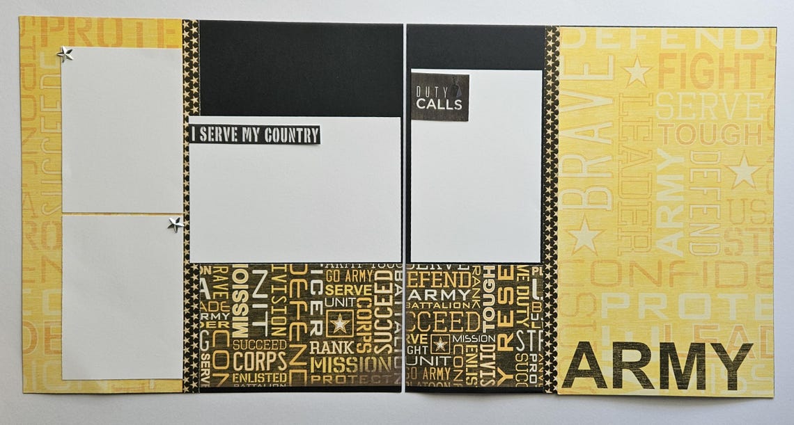 Army 12x12 Scrapbook Layout, Scrapbook Page Kit - Etsy