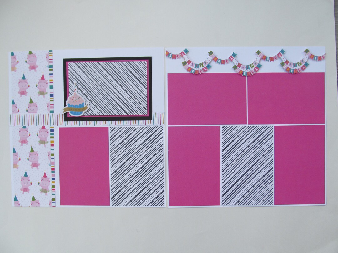 Happy Birthday Cupcake Premade or DIY Kit,12x12 Scrapbook Layout ...