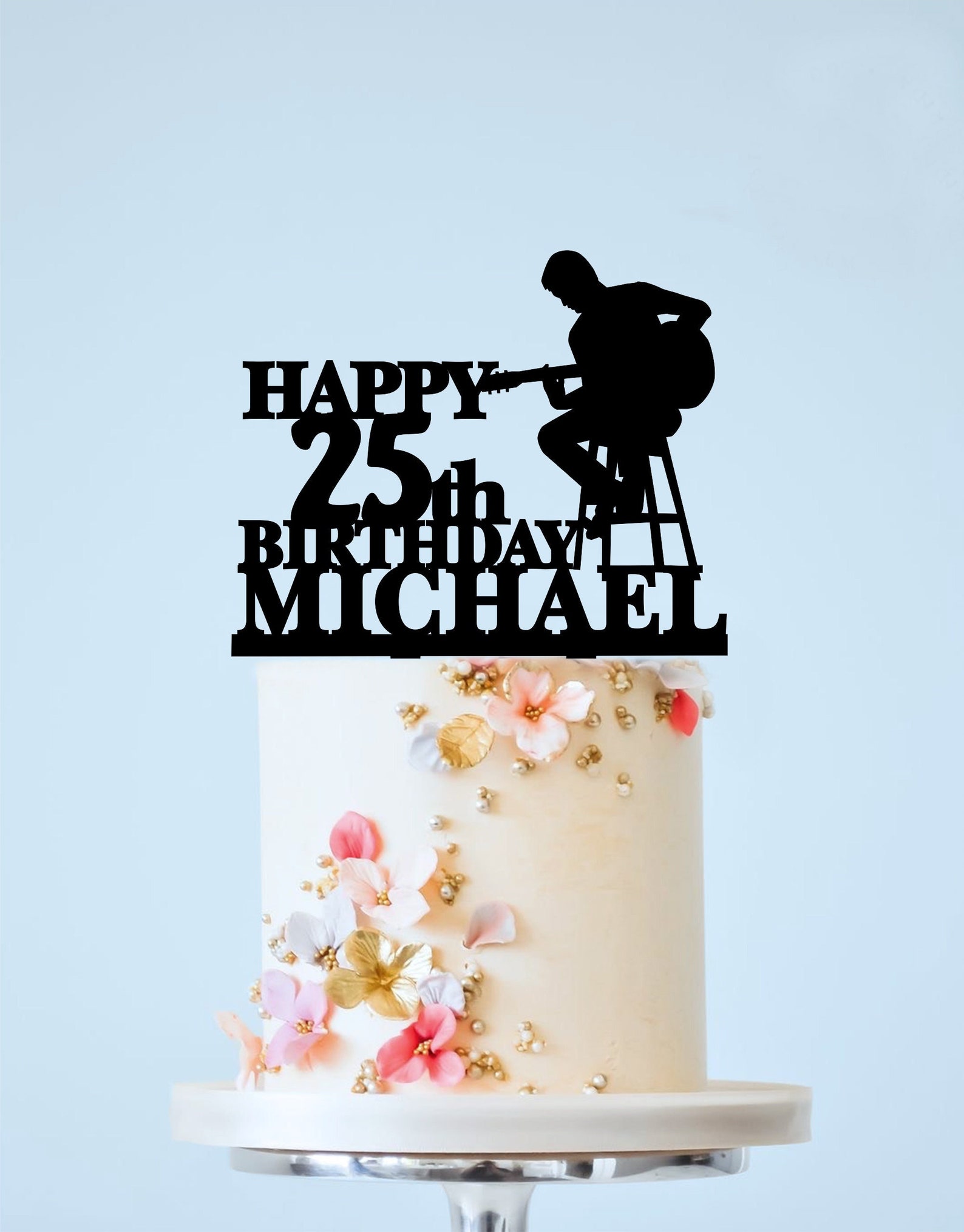Guitar Birthday Cake Topper, Male Birthday Cake Topper, Musician ...