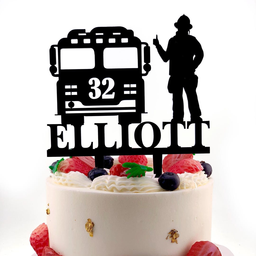Personalized Firefighter Cake Topper, Fireman Birthday Cake Decorations ...