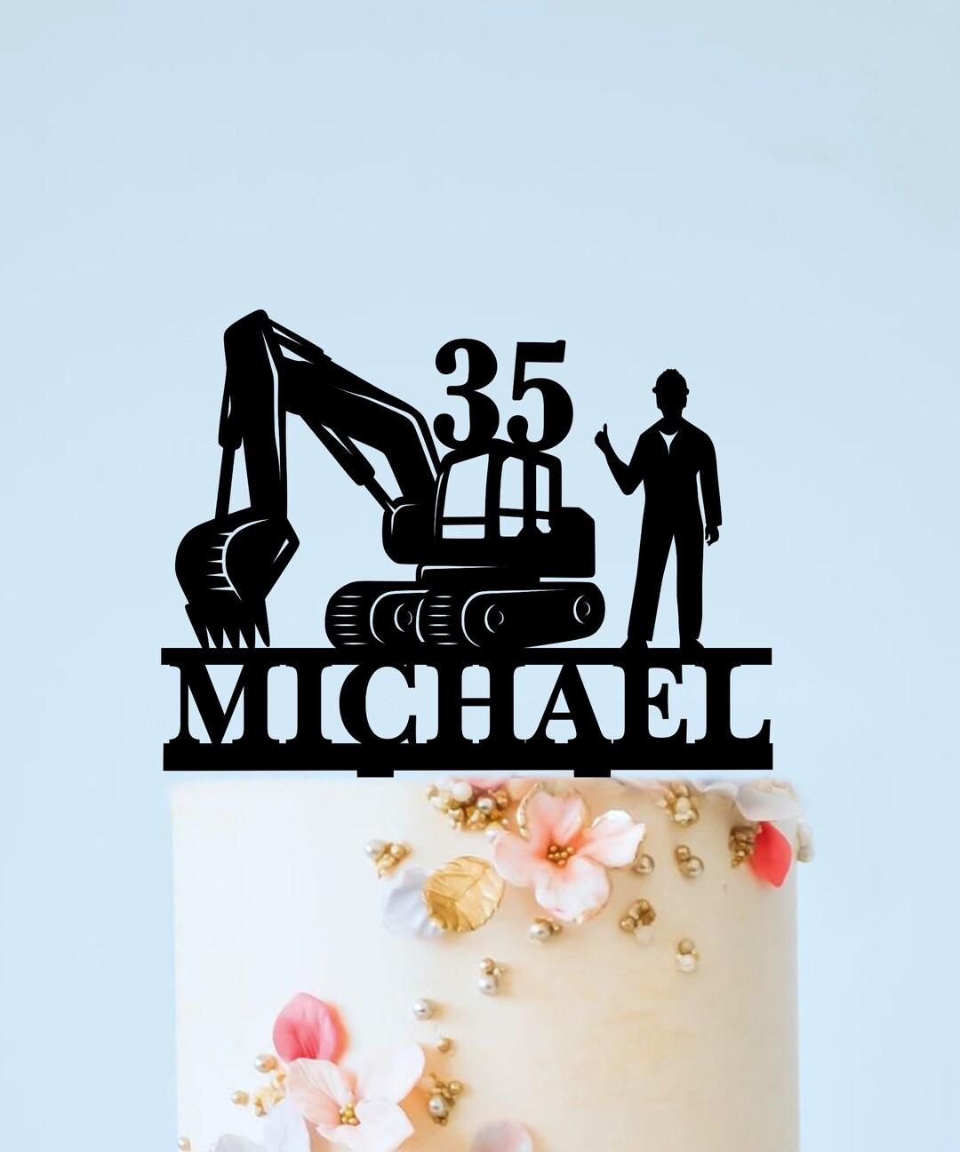Digger Birthday Cake Topper, Excavator Cake Topper, Construction Party ...