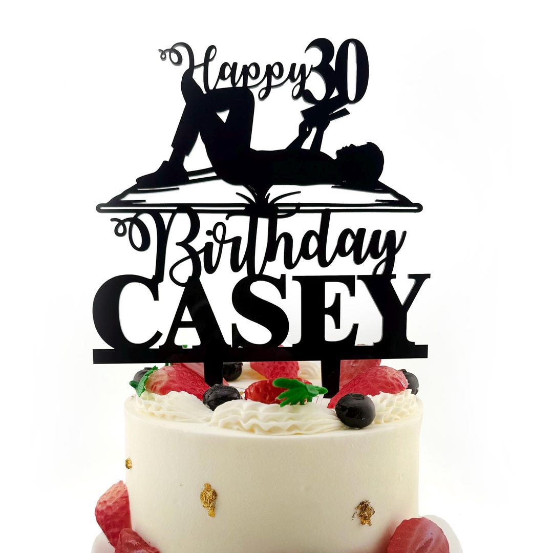Book Cake Topper, Boy Reading Book Birthday Cake Topper, Book Worm Cake ...