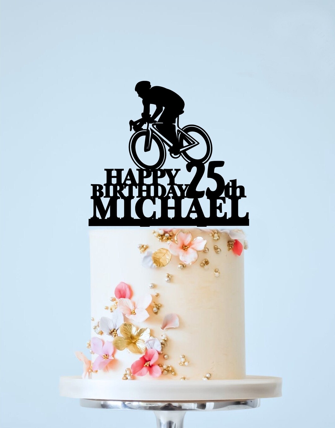 Cycling Cake Topper, Birthday Cyclist Cake Topper, Bicycle Birthday ...