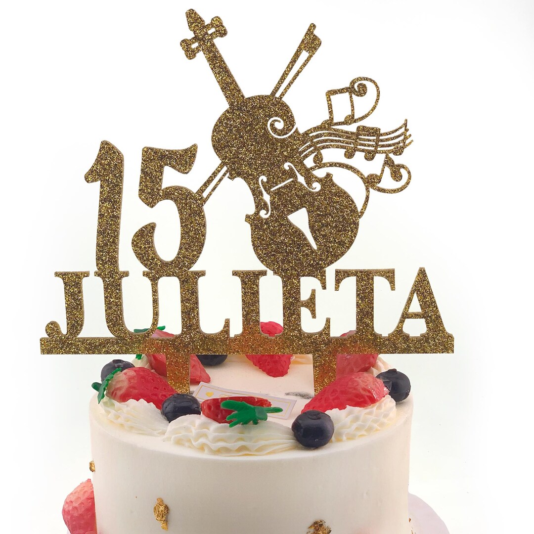 Violin Cake Topper, Musical Birthday Cake Topper, Music Cake Topper ...