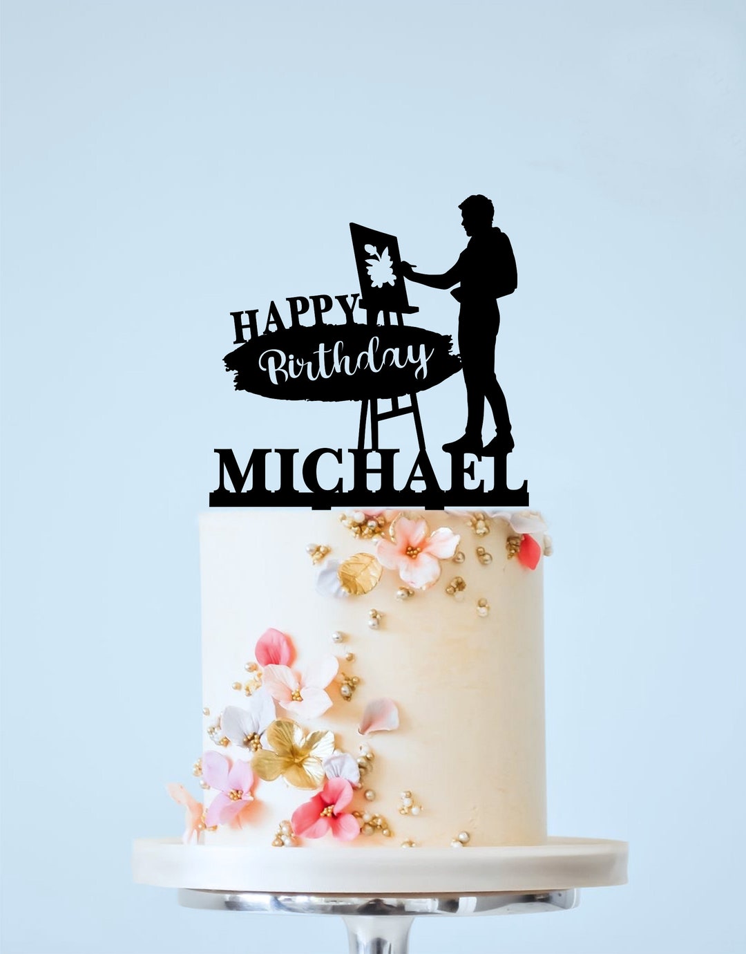 Painting Birthday Cake Topper, Art Cake Topper, Painter Cake Topper ...