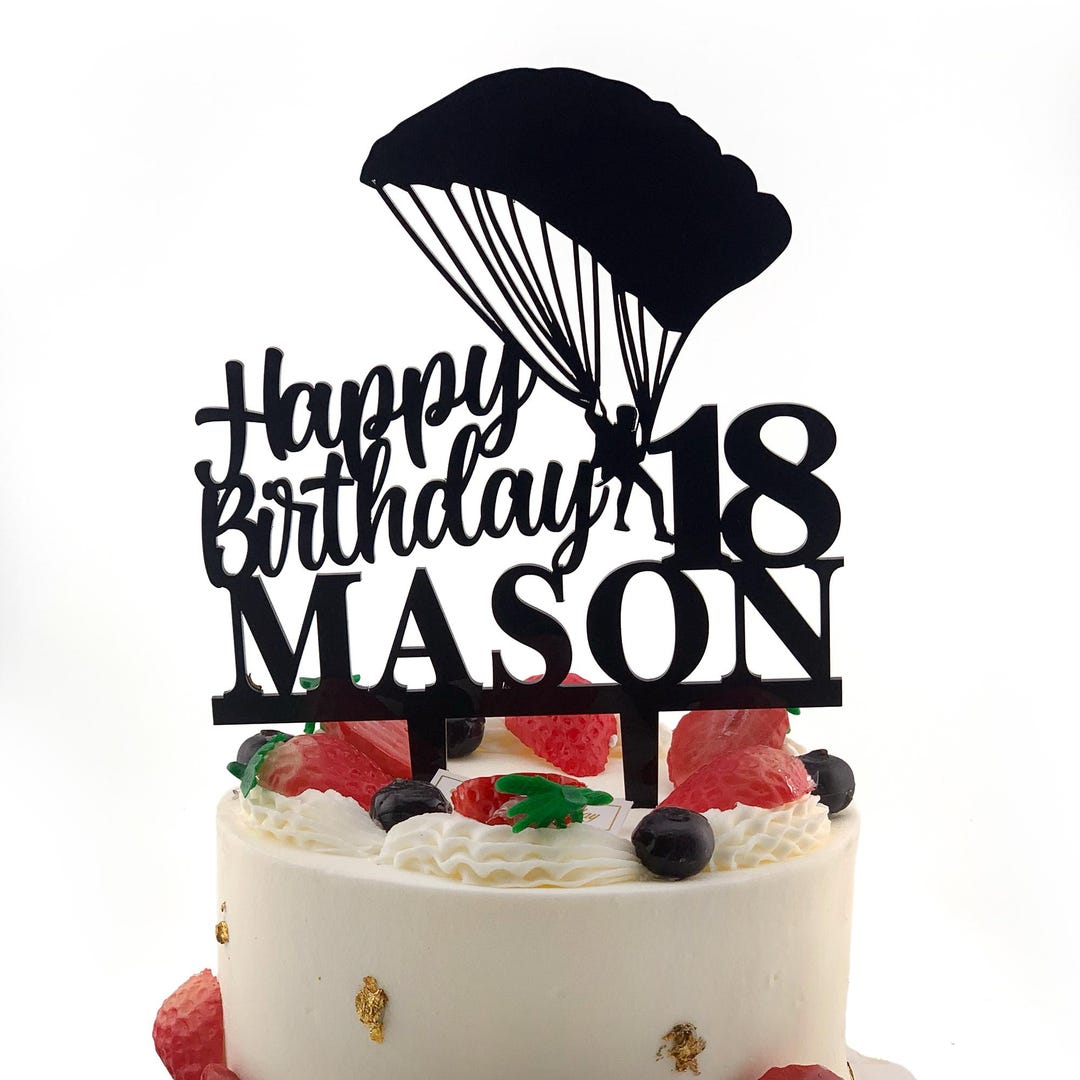 Personalized Skydiver Birthday Cake Topper: Acrylic Parachute Party ...
