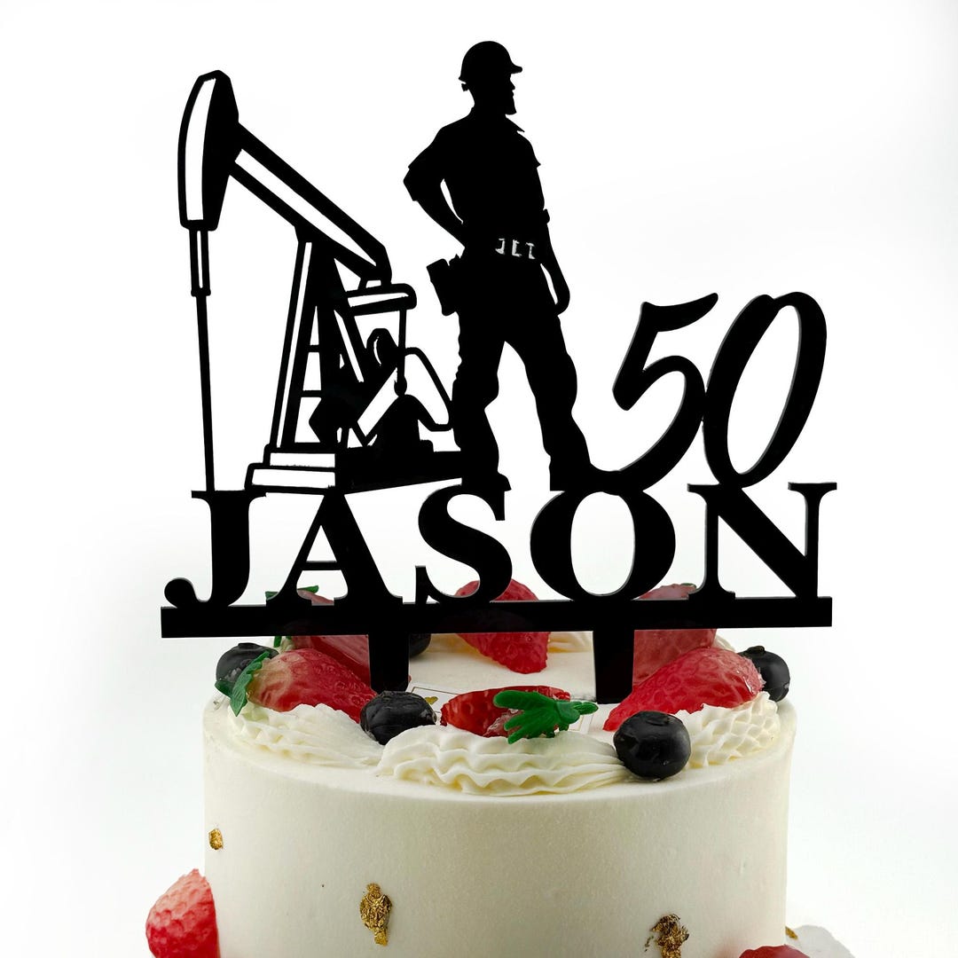 Personalized Oil Rig Birthday Cake Topper: Oilman Party Decoration - Etsy