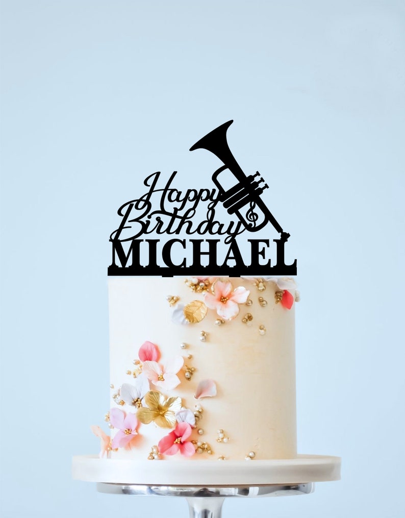 Trumpet Birthday Cake Topper, Happy Birthday Cake Topper, Trumpet ...