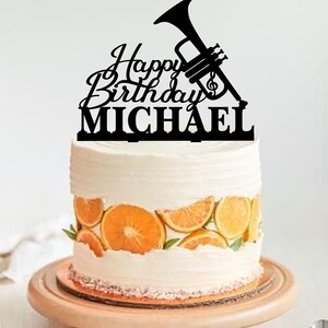 Trumpet Birthday Cake Topper, Happy Birthday Cake Topper, Trumpet ...
