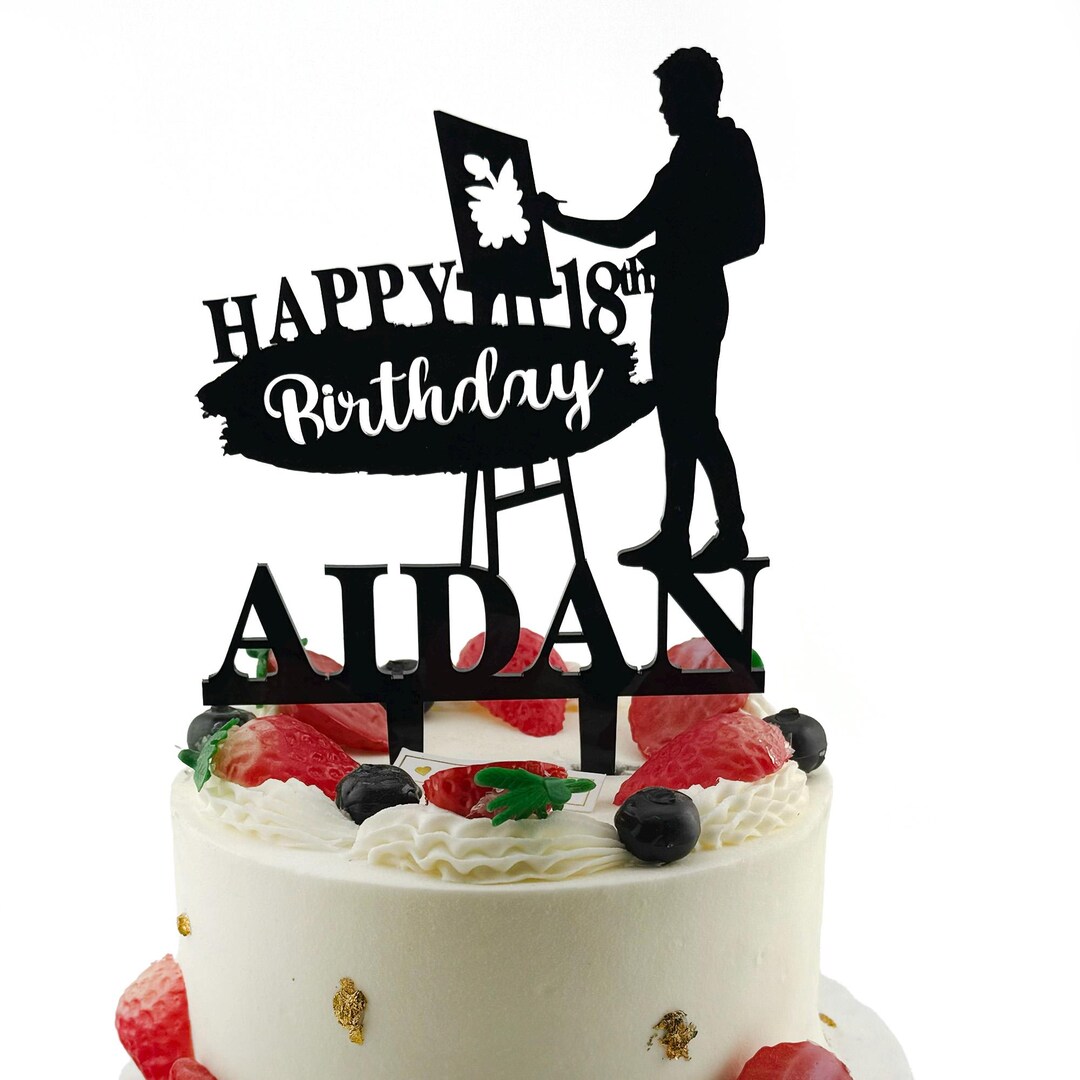 Painting Birthday Cake Topper, Art Cake Topper, Painter Cake Topper Birthday, Man Birthday Cake ...