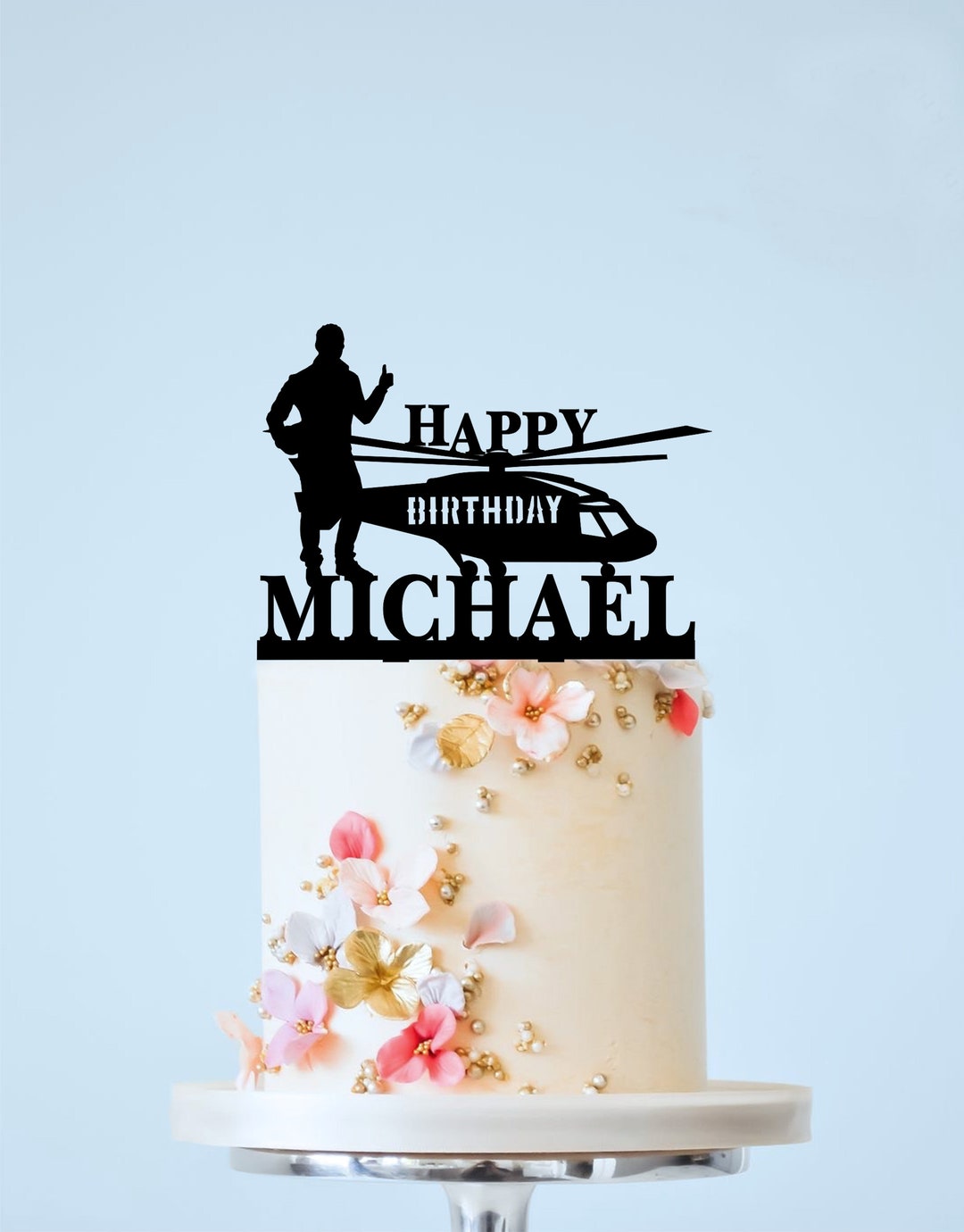 Helicopter Cake Topper, Black Hawk Birthday Cake Topper, Aviation Theme ...