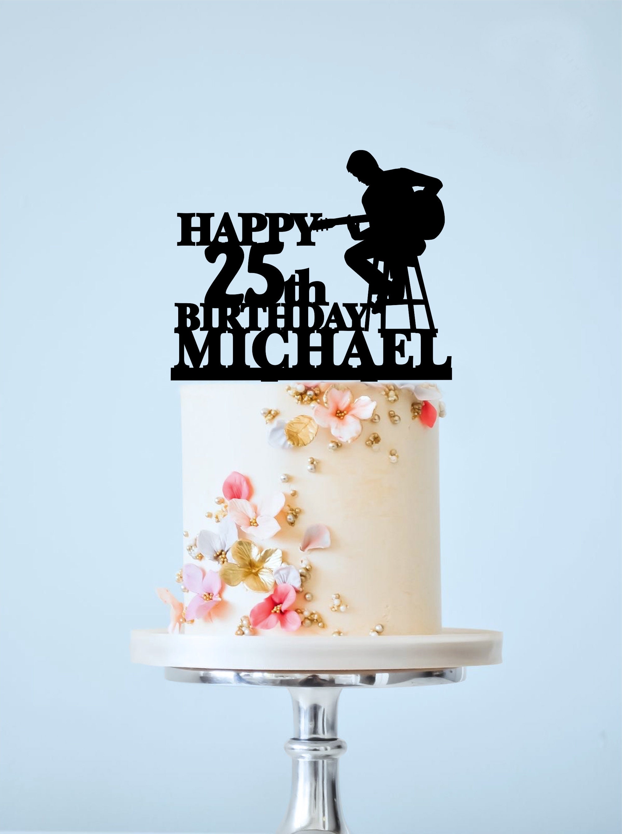 Guitar Birthday Cake Topper, Male Birthday Cake Topper, Musician ...