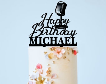 Microphone Happy Birthday 225-A090 Cake Topper - Etsy
