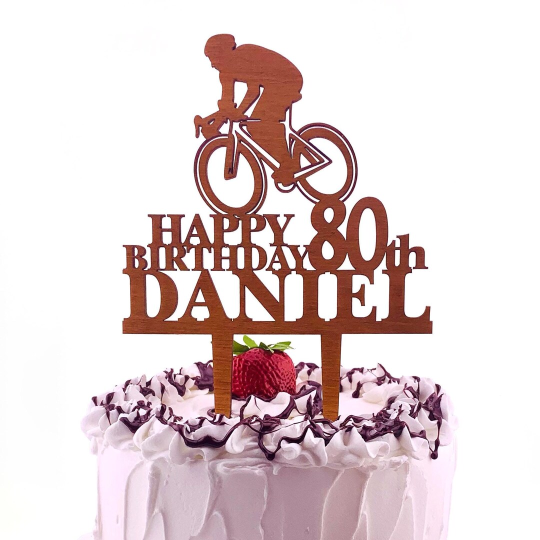 Cycling Cake Topper, Birthday Cyclist Cake Topper, Bicycle Birthday ...