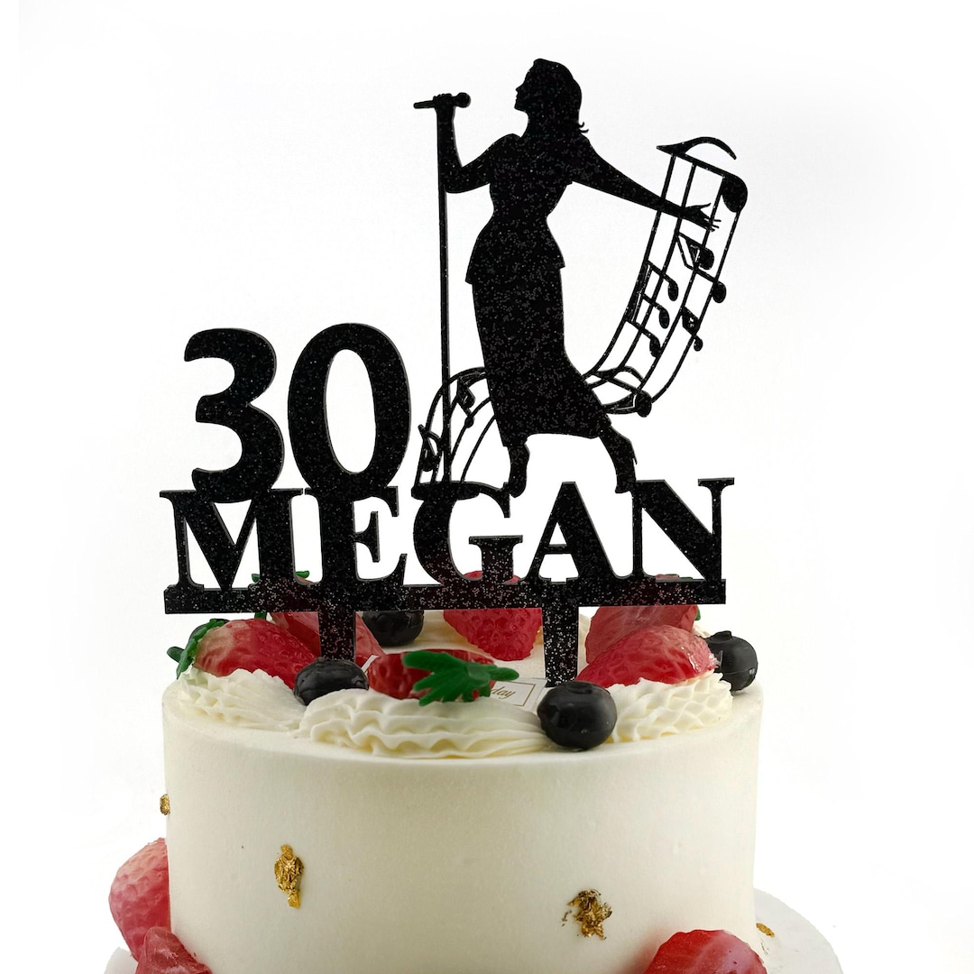 Personalized Singer Cake Topper: Music Notes Birthday Party Decoration ...