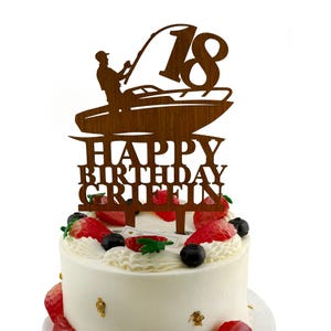 Male Fishing Birthday Cake Topper - Etsy