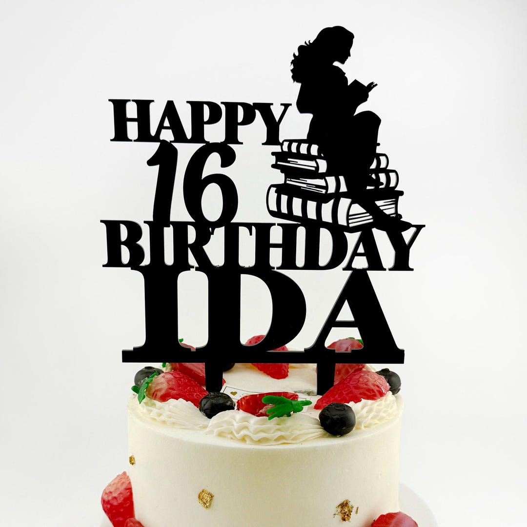 Reading Cake Topper, Bookworm Birthday, Book Cake Topper, Personalised ...