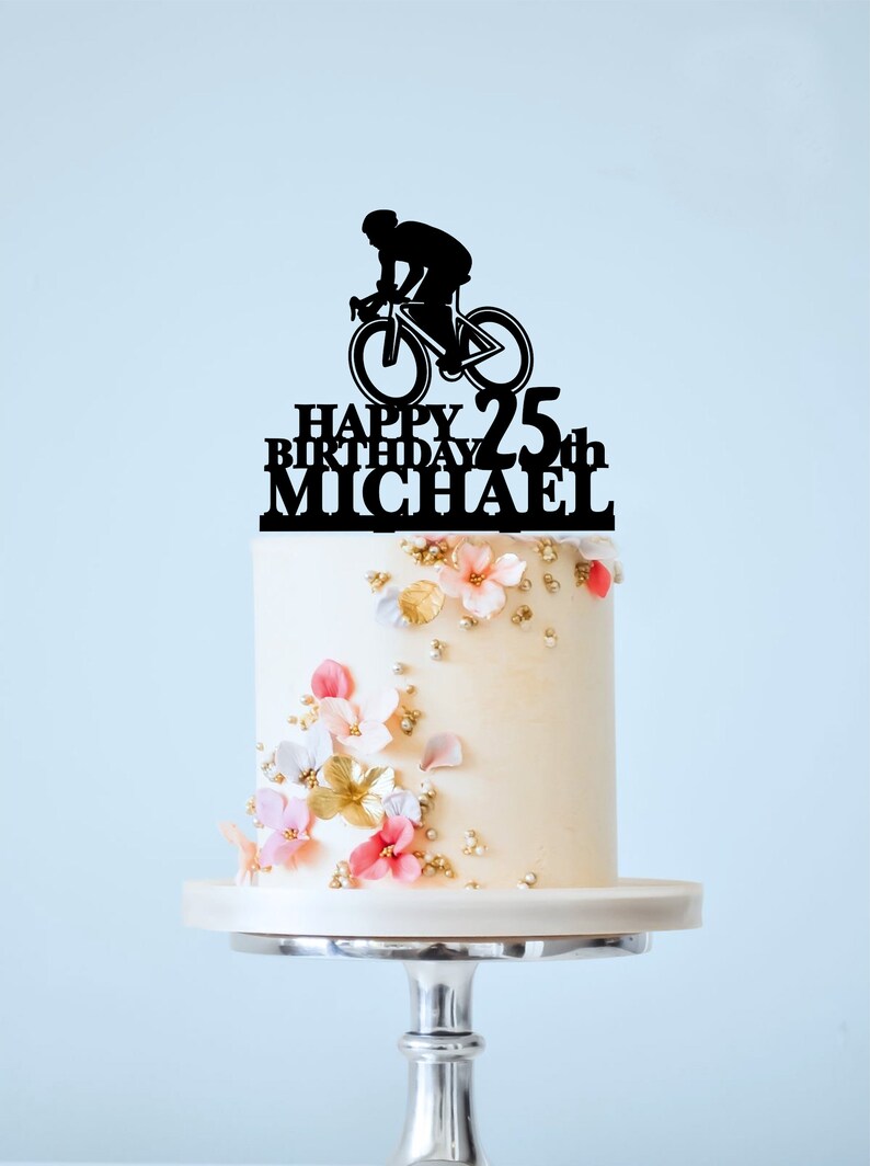 Cycling Cake Topper, Birthday Cyclist Cake Topper, Bicycle Birthday ...