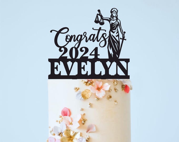 Congrats Lawyer Cake Topper, Case Closed Glitter Cake Topper, Law ...