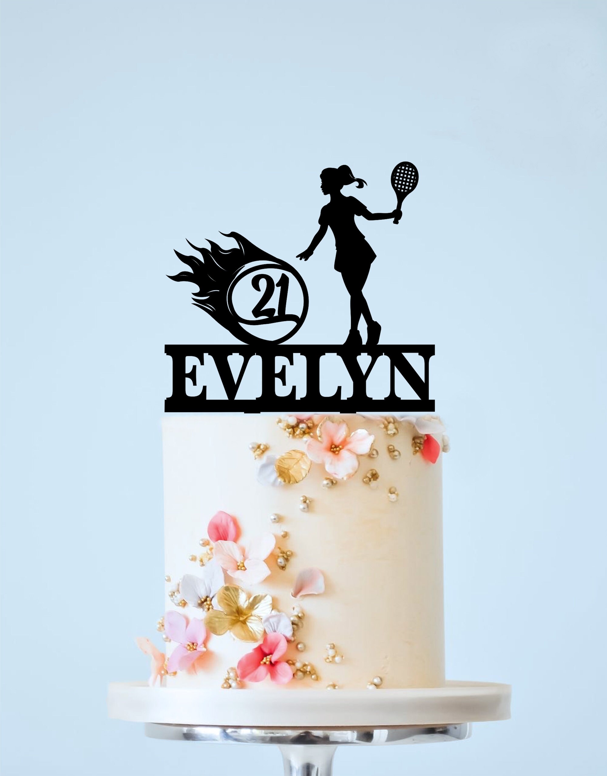 Tennis Cake Topper, Happy Birthday Cake Topper, Tennis Player Birthday ...
