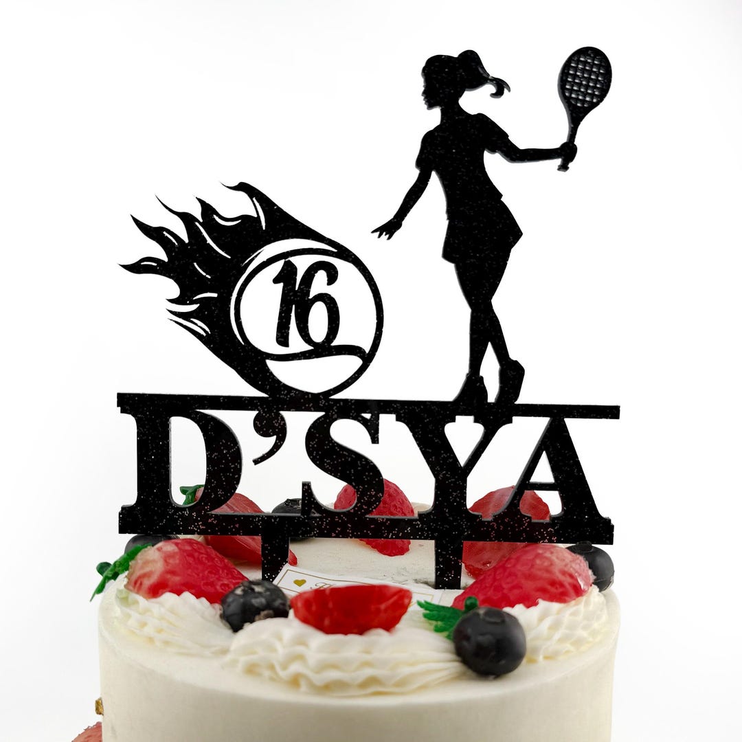 Tennis Cake Topper, Happy Birthday Cake Topper, Tennis Player Birthday ...