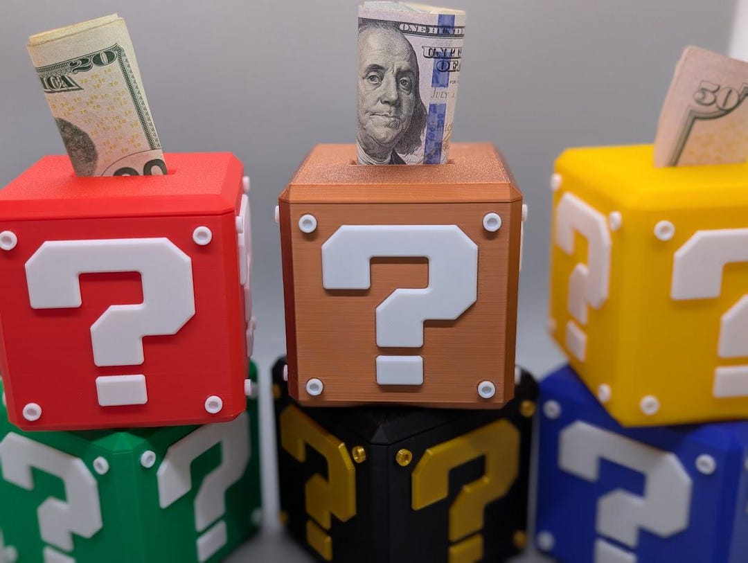 Mystery Block Piggy Bank – Mario-inspired Coin Bank With Magnetic ...