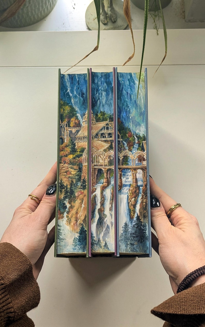 Hand Painted J R R Tolkien's Lord of the Rings Trilogy - Fore Edge ...
