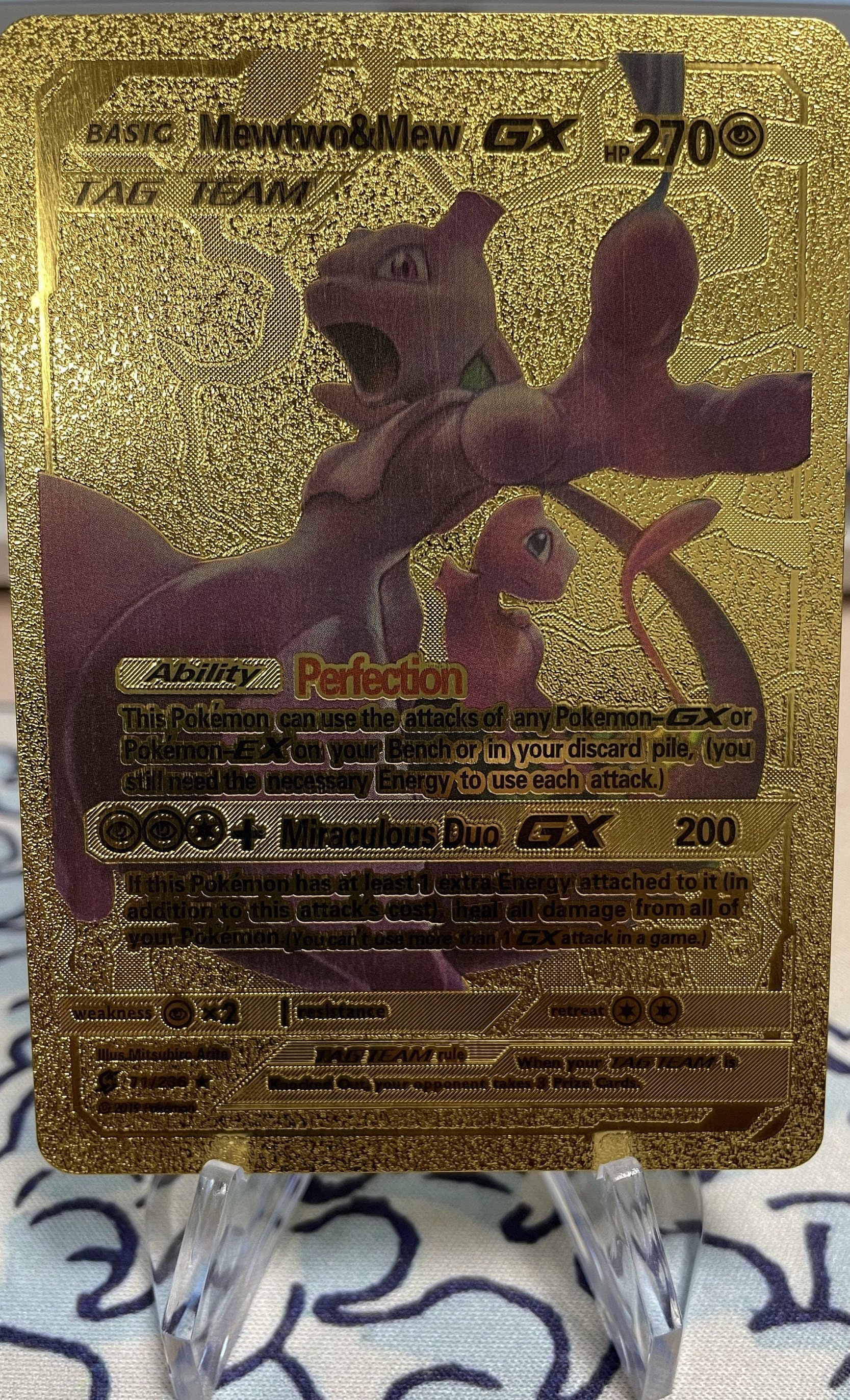 Golden Mewtwo and Mew GX Pokémon Card Orica - Etsy