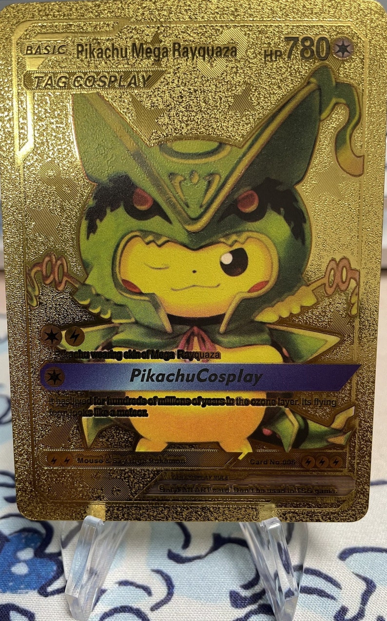 Golden Pikachu Mega Rayquaza Pokémon Card Orica - Etsy