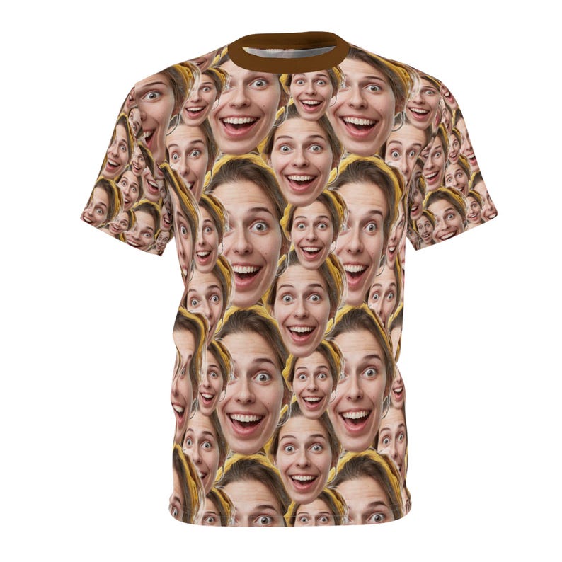 Custom Face All Over Print Photo T-shirt, Personalized Funny Woman Face ...