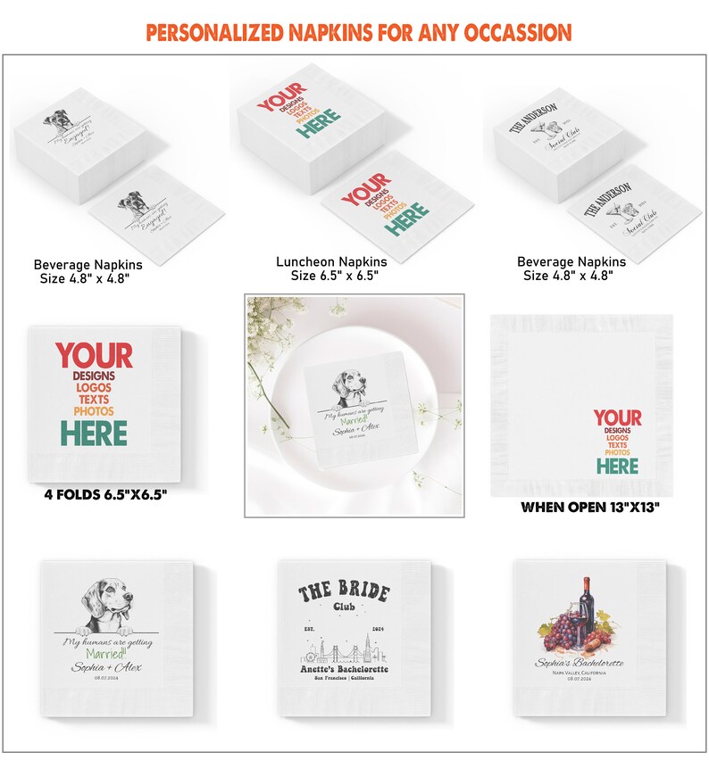 Personalized Paper Napkins Wedding Anniversary Engagement Printed ...