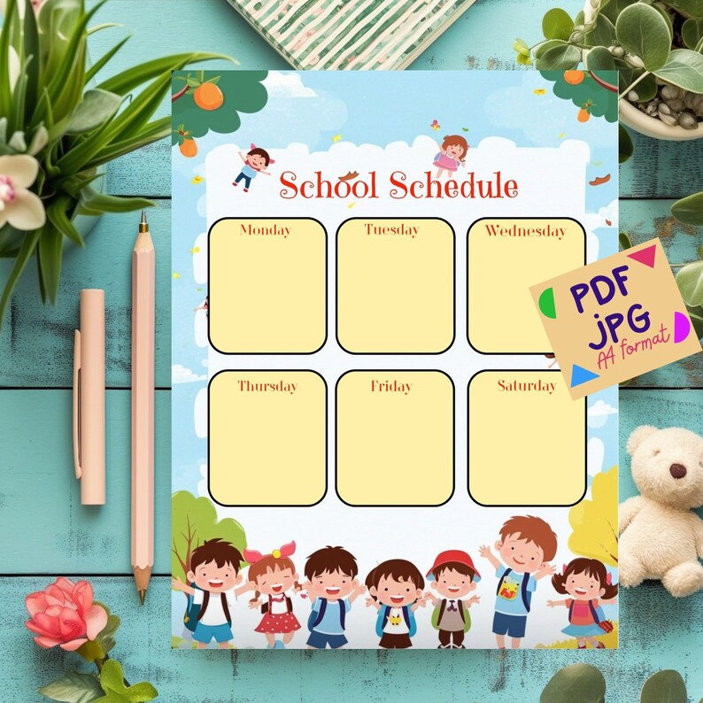 School Schedule for Kids Printable Poster, School, Schedule, Cute Class ...