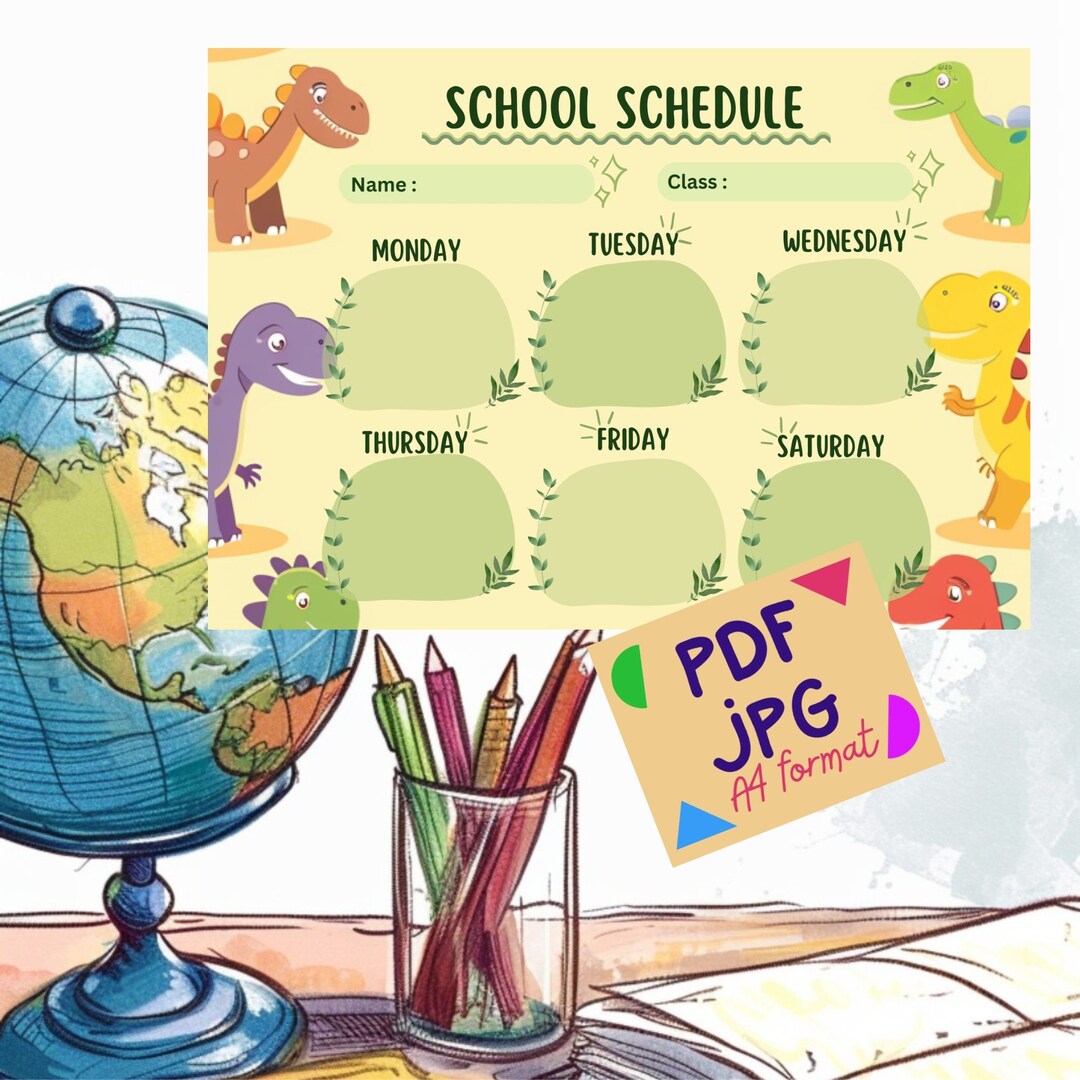 School Timetable for Kids Printable Poster, School Schedule, Cute Class ...