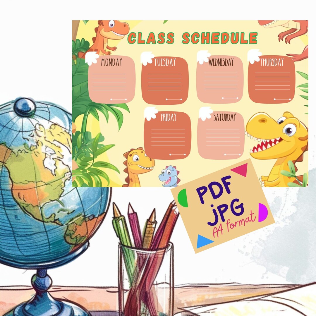 School Timetable for Kids Printable Poster, School Schedule, Cute Class ...