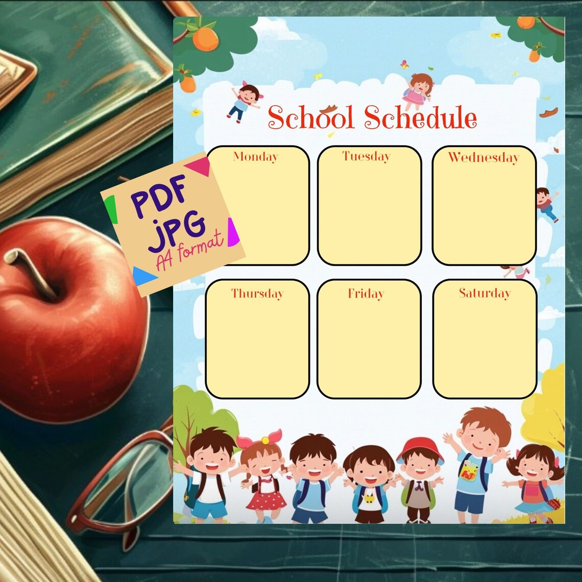 School Schedule for Kids Printable Poster, School, Schedule, Cute Class ...