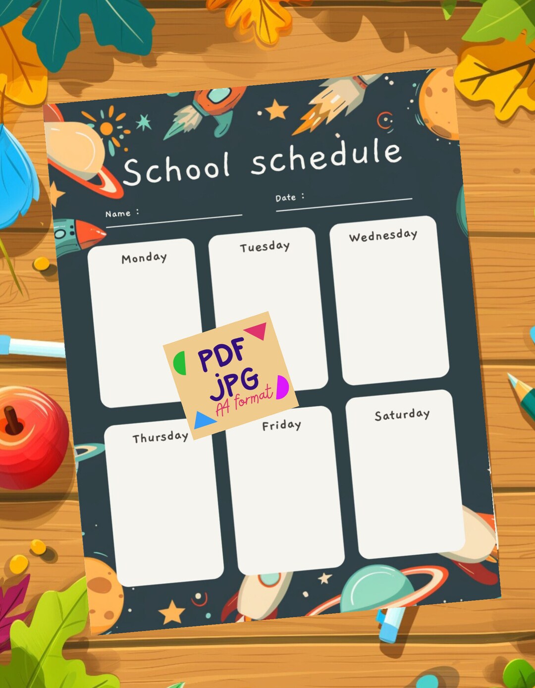 School Timetable for Kids Printable Poster, School Schedule, Cute Class ...