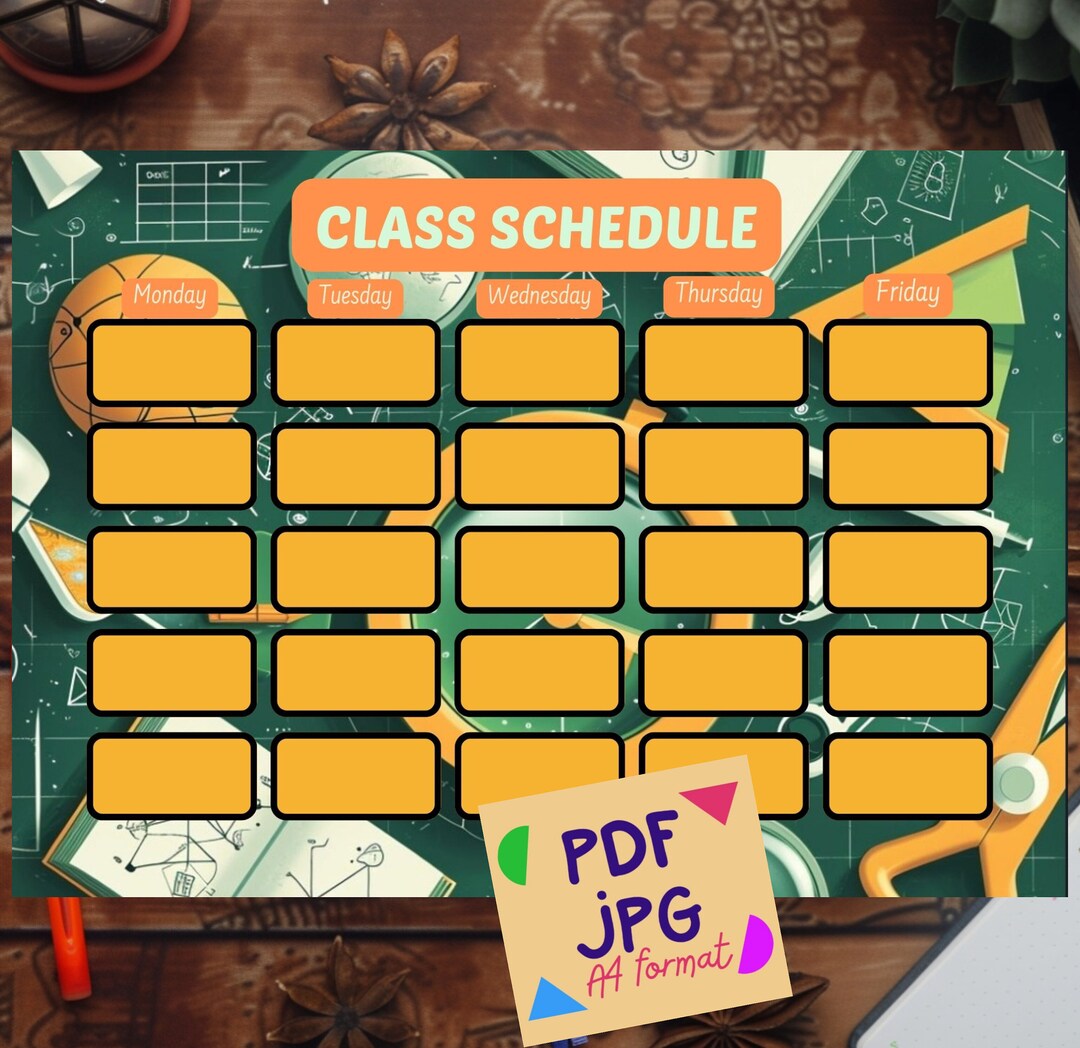 Class Timetable for Kids Printable Poster, School Schedule,cute Class ...