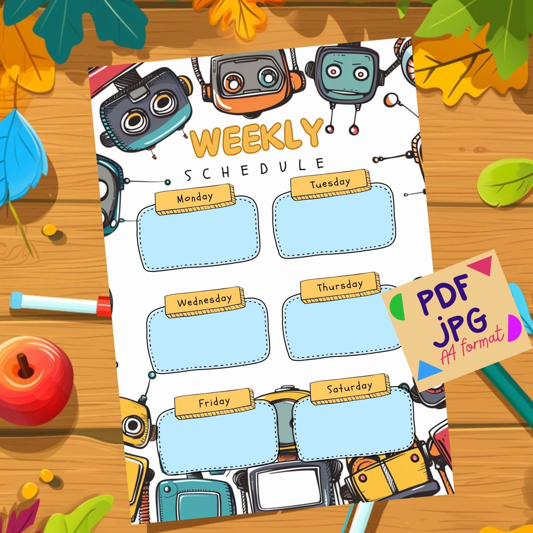 School Timetable for Kids Printable Poster, School Schedule, Cute Class ...