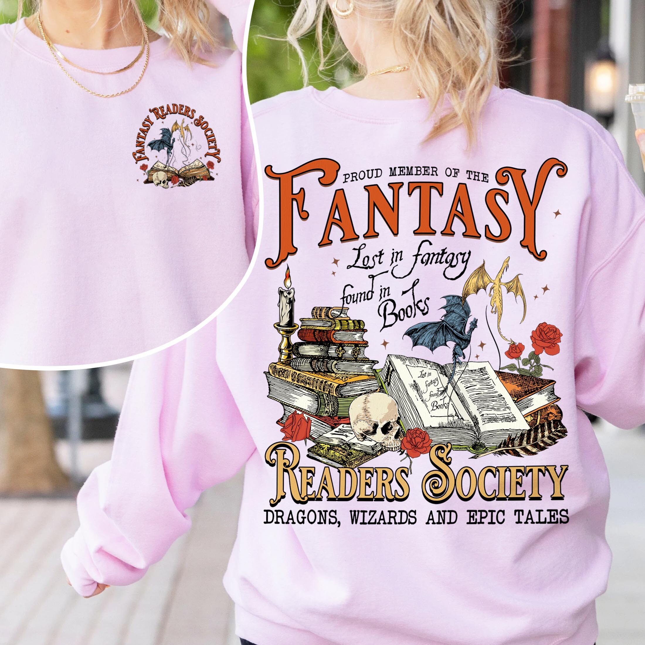 Fantasy Readers Book Club Digital Download PNG, Dragons Fantasy Reader ...