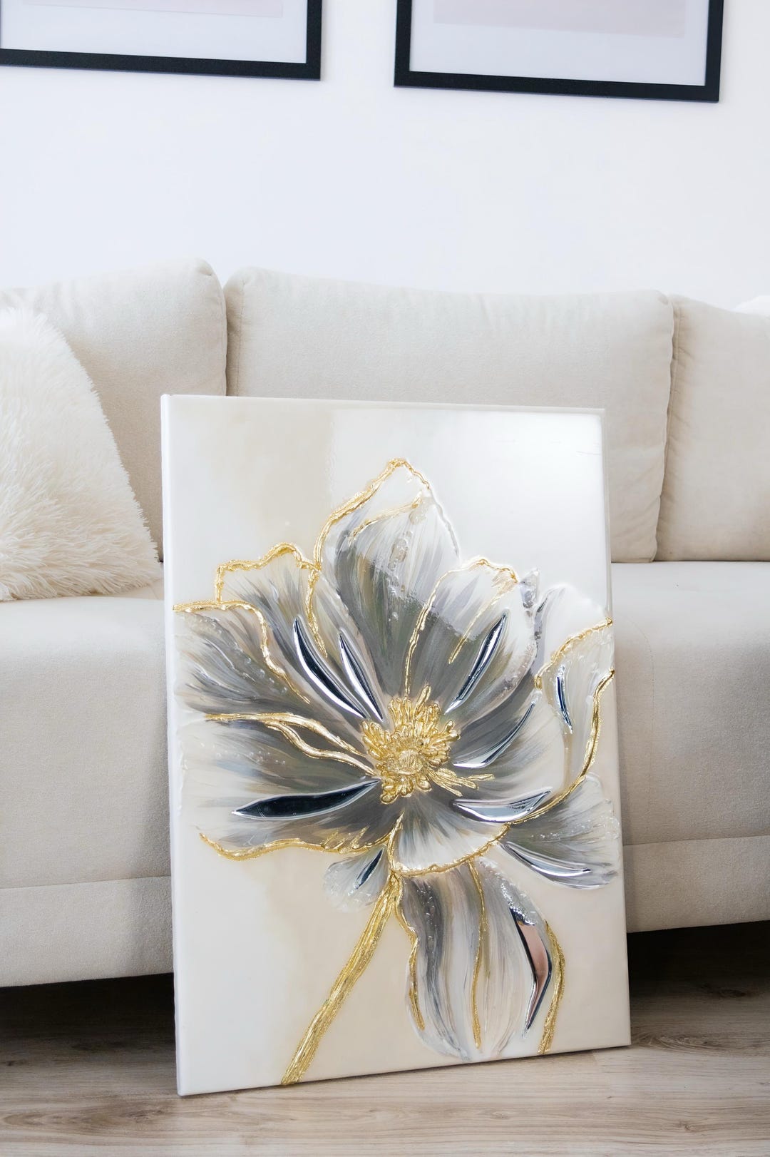 Japandi Mirror Wall Art With Rock Crystal – Unique Resin-sealed Metal ...