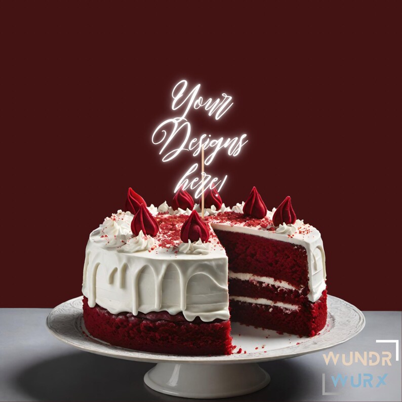 Cake Topper Mockup Bundle Red Velvet Cake Mockup Birthday Wedding ...